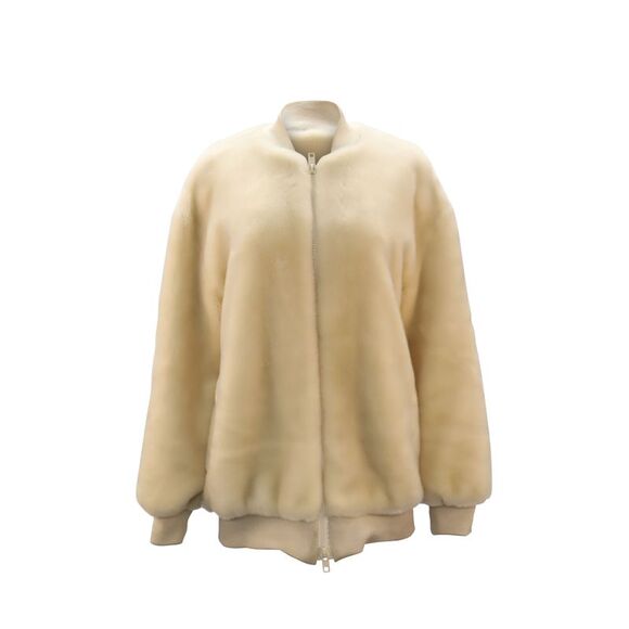 Tibi | Jackets & Coats | Tibi Luxe Faux Fur Track Jacket In Ivory ...